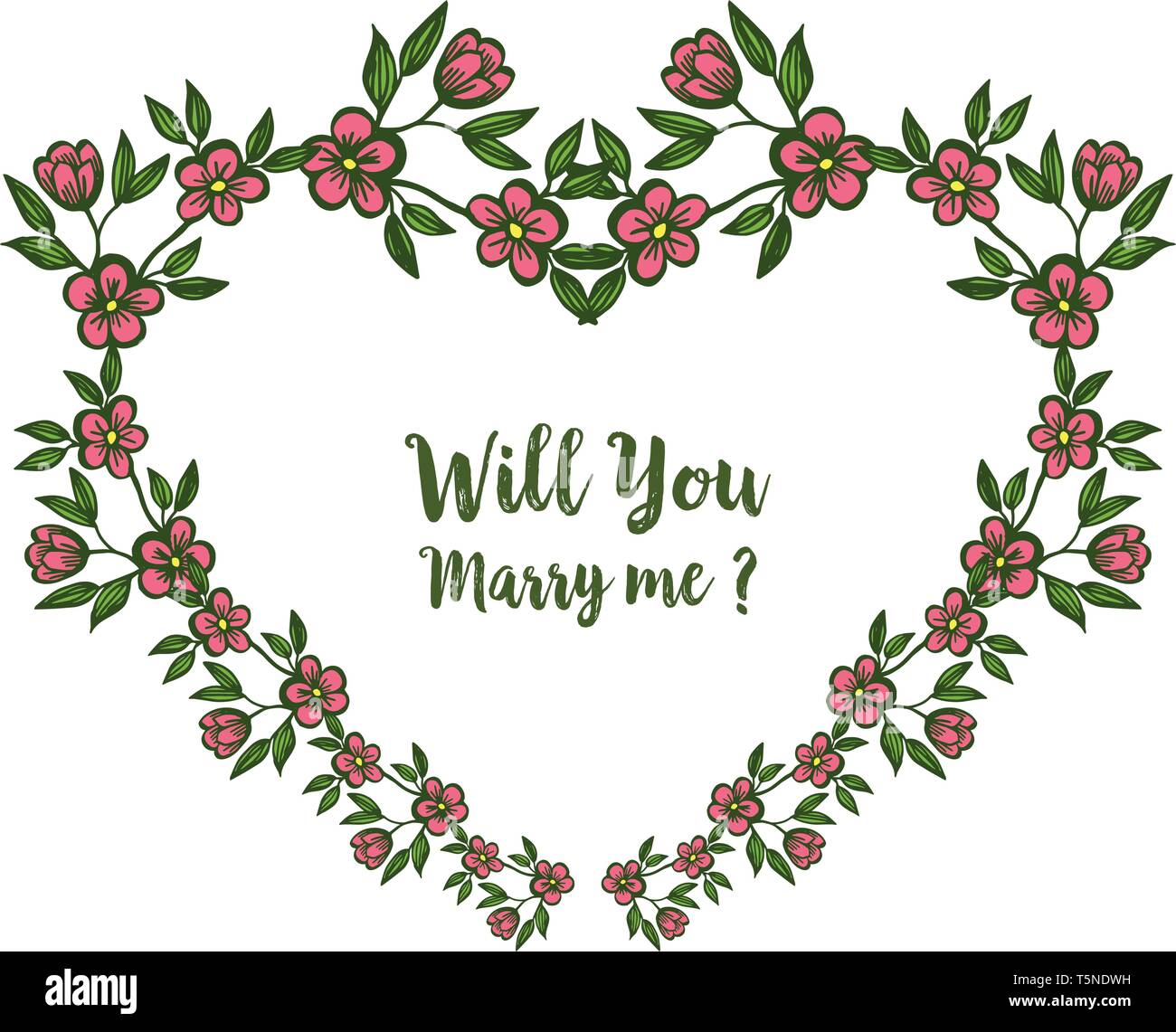 Vector illustration artwork of wreath frame for decorative of will you ...