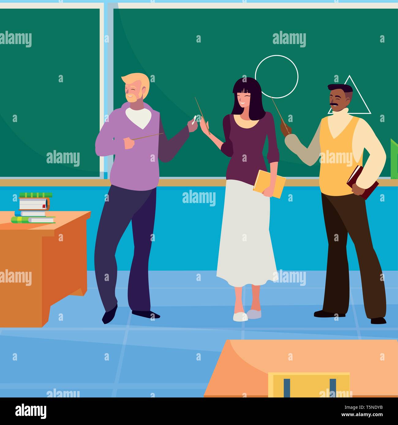 teachers group in the classroom characters vector illustration design ...