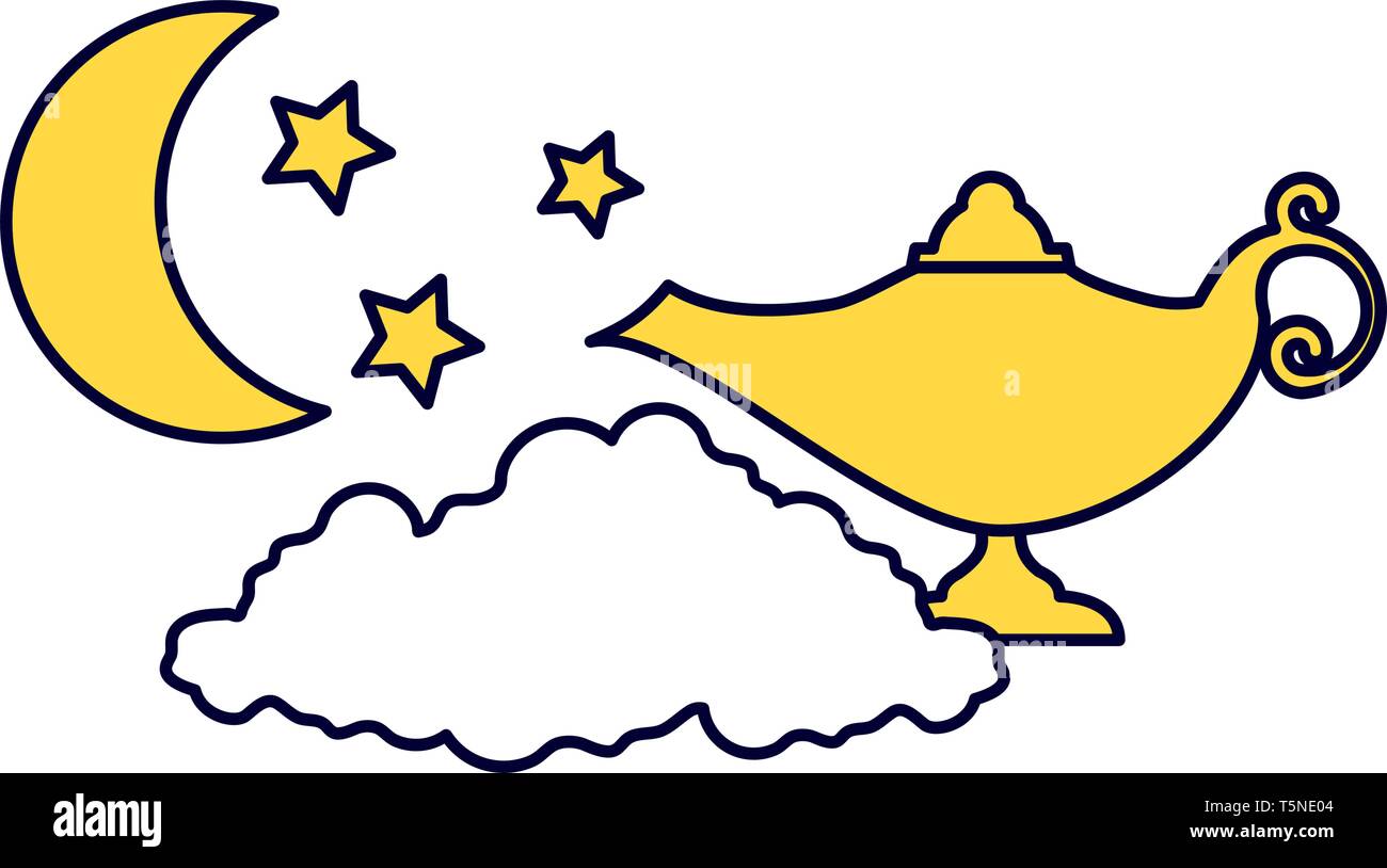 ramadan kareem card with moon and teapot vector illustration design ...