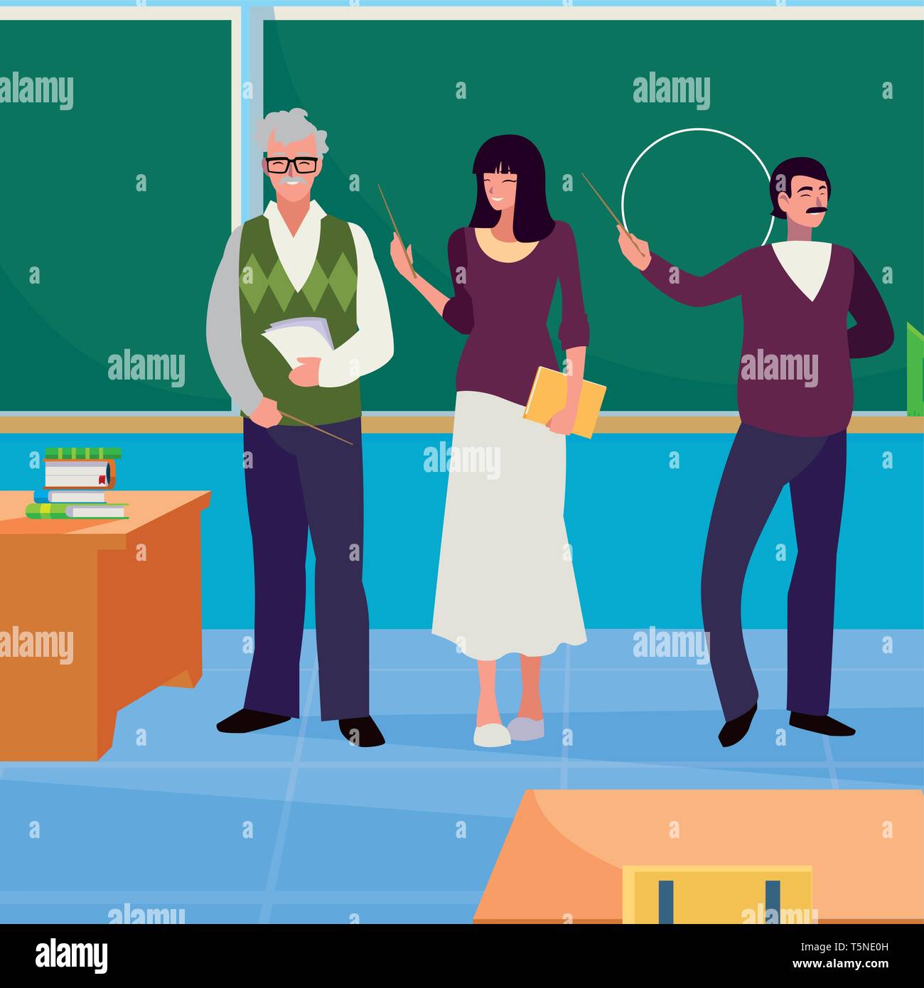 teachers group in the classroom characters vector illustration design ...