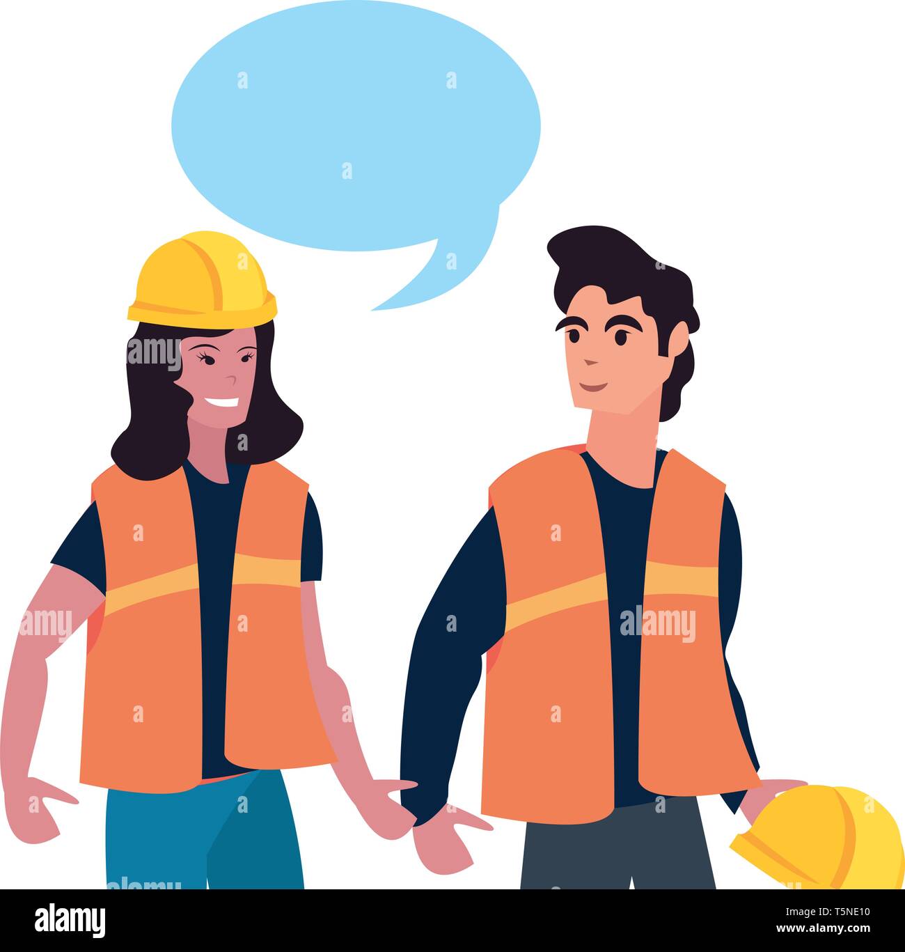 man and woman builder talk labour day vector illustration Stock Vector ...