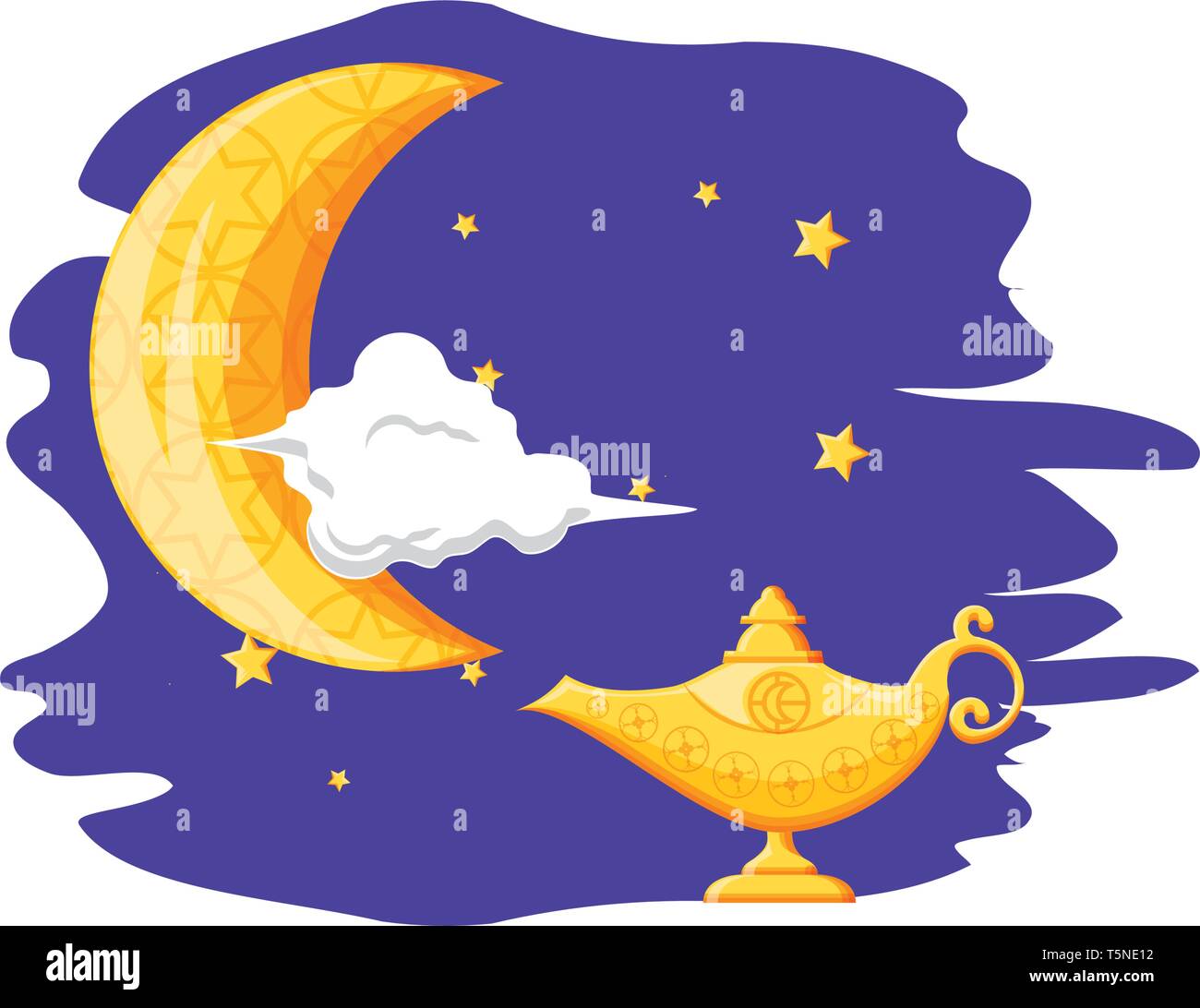 ramadan kareem card with moon and teapot vector illustration design ...