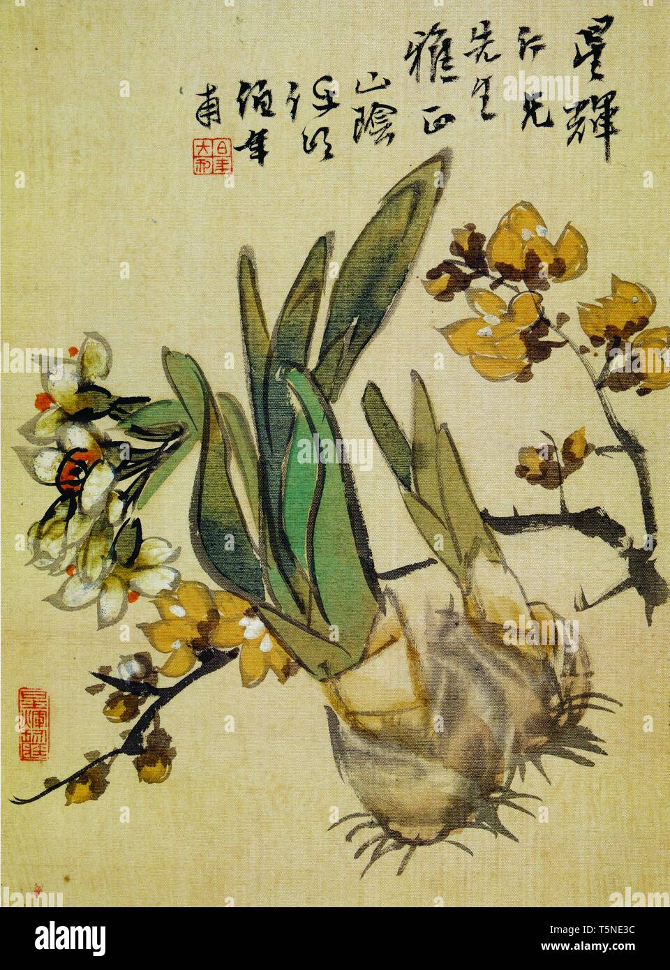 Qing Dynasty Ren Bonian Flower and Bird Painting Album Stock Photo - Alamy