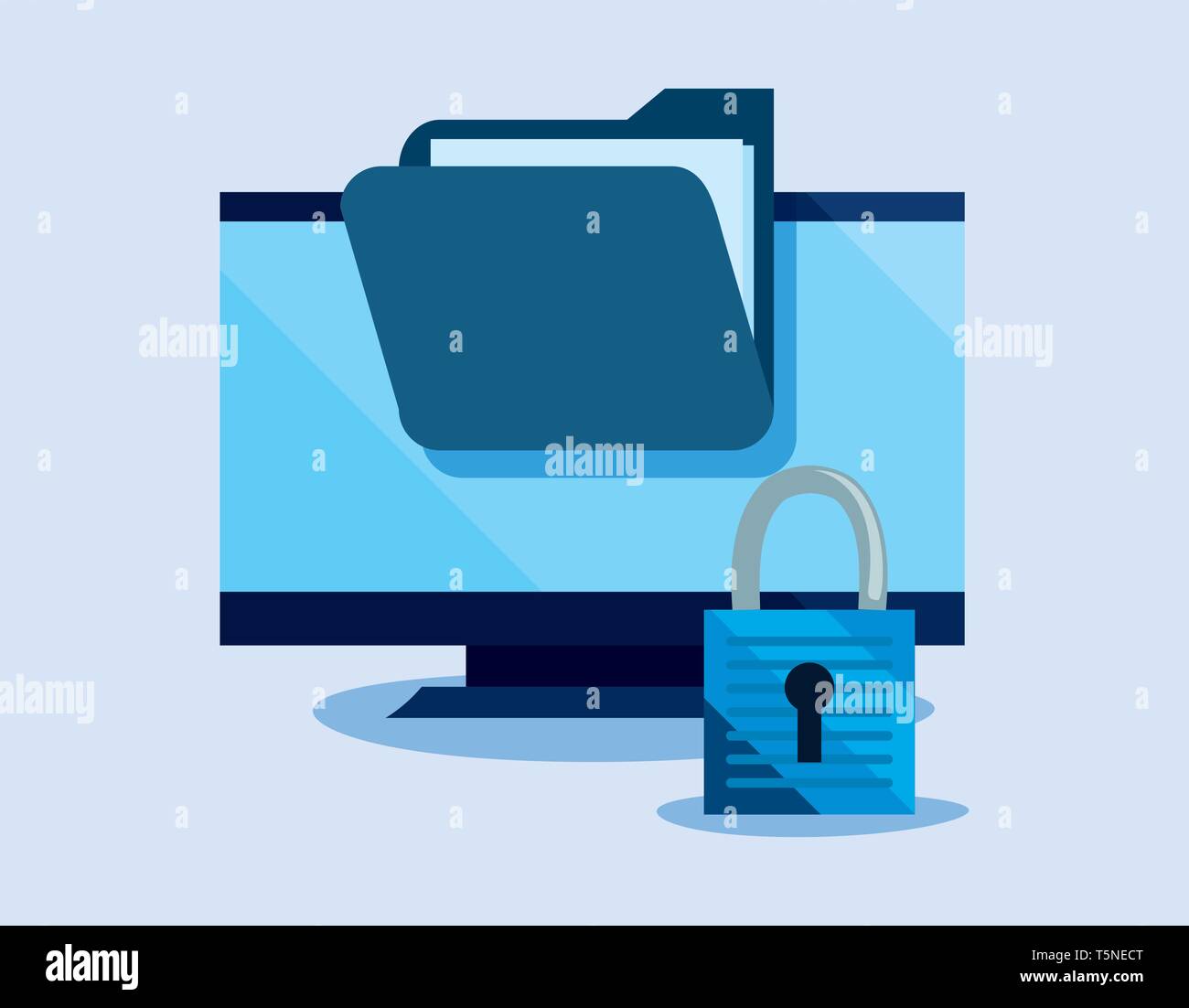 computer folder file padlock cyber security vector illustration Stock ...