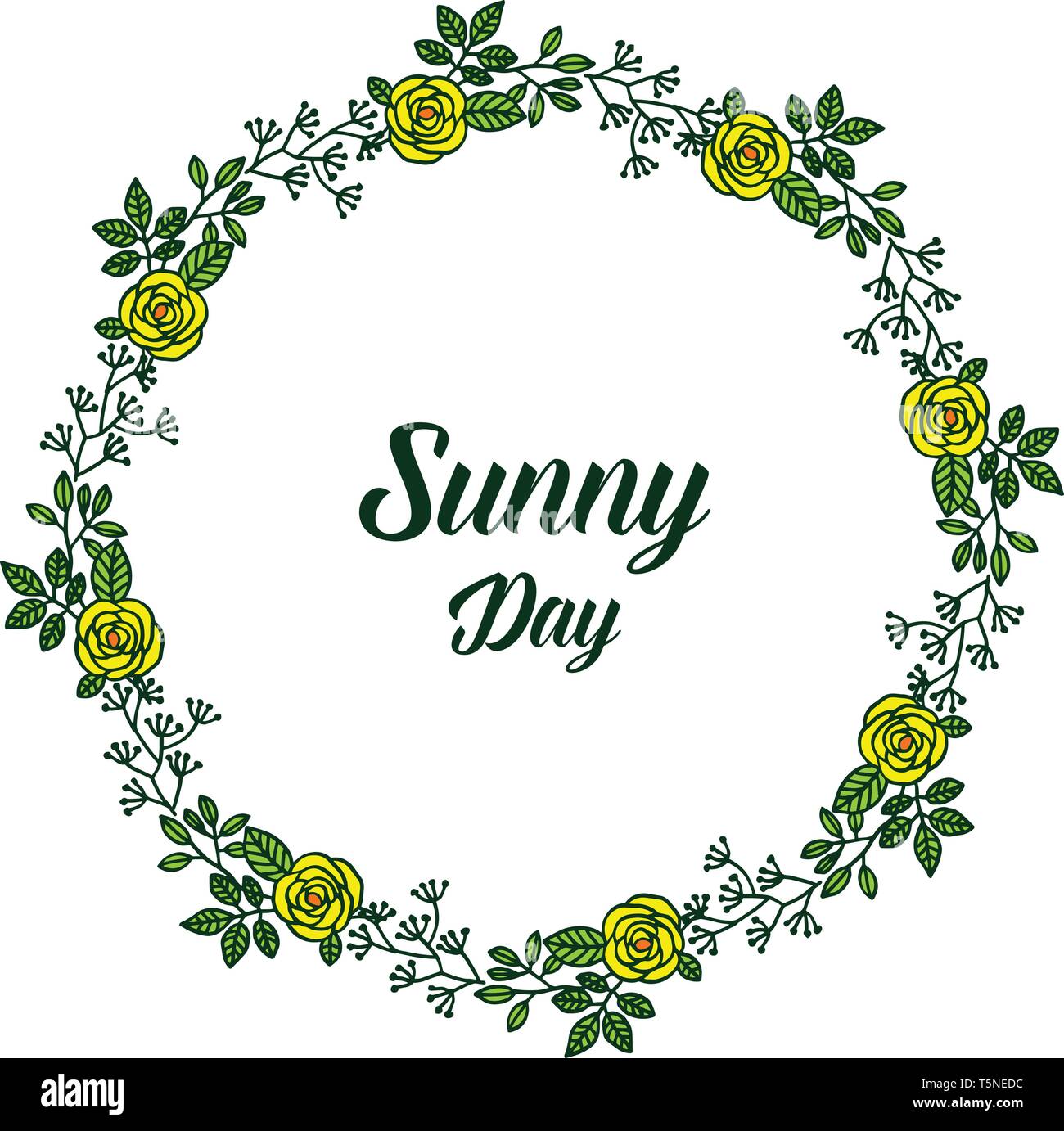 Vector illustration lettering sunny day for ornate of flower frame of ...