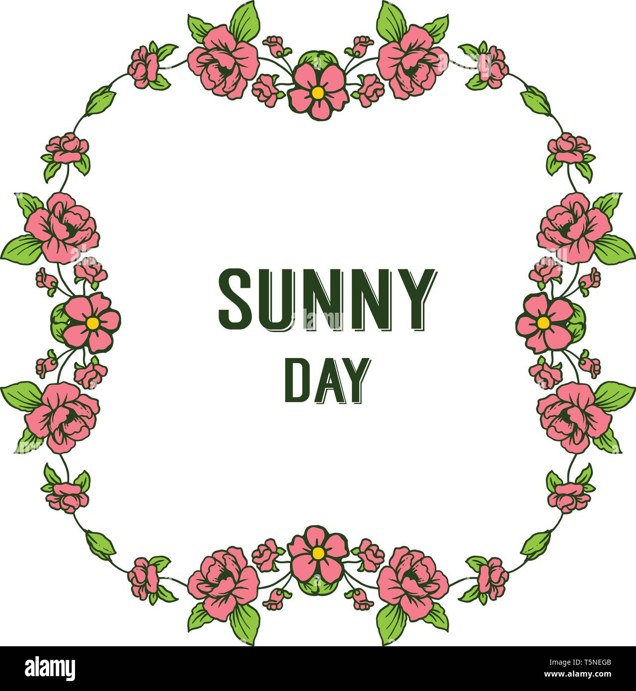 Vector illustration drawing flower frame for banner sunny day hand ...