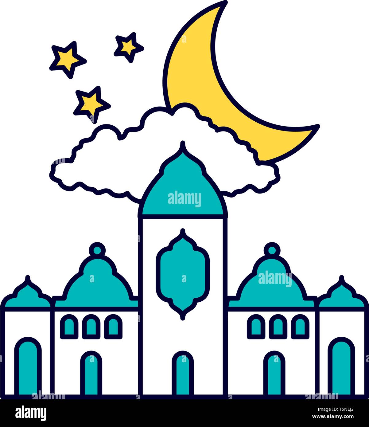 mosque castle at night ramadan kareem vector illustration design Stock ...