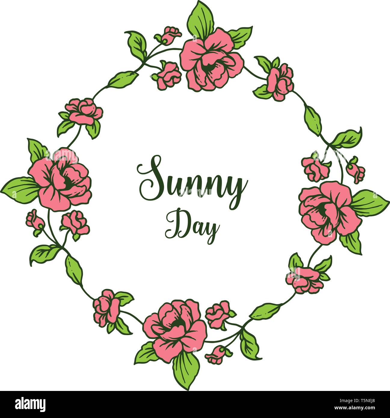 Vector illustration ornate of wreath frame for greeting card hand drawn ...