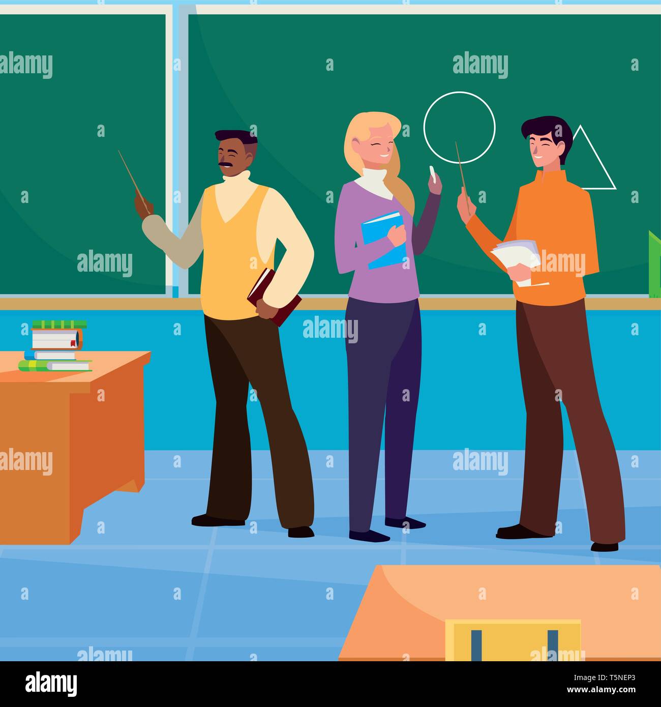 teachers group in the classroom characters vector illustration design ...