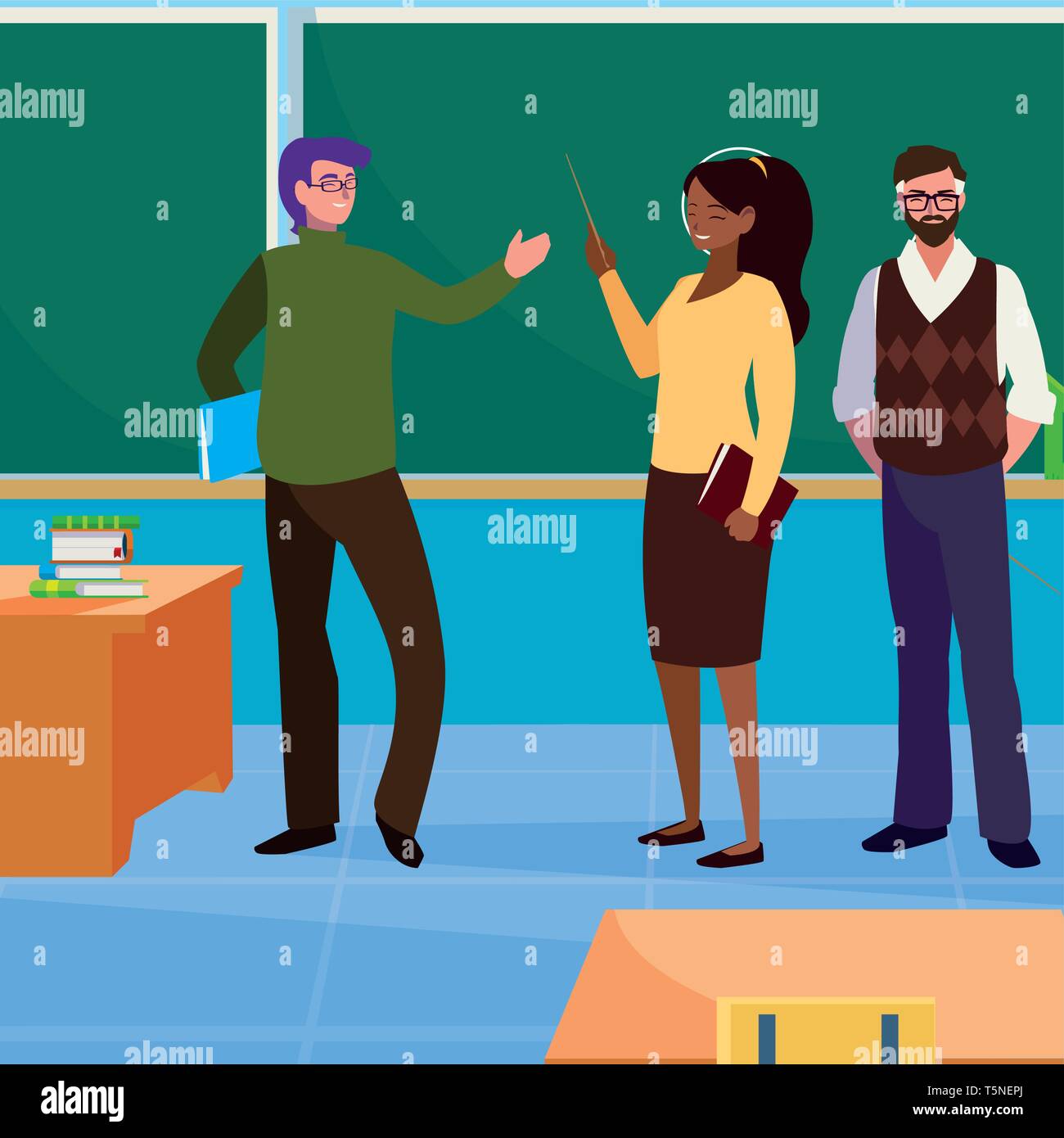 teachers group in the classroom characters vector illustration design ...