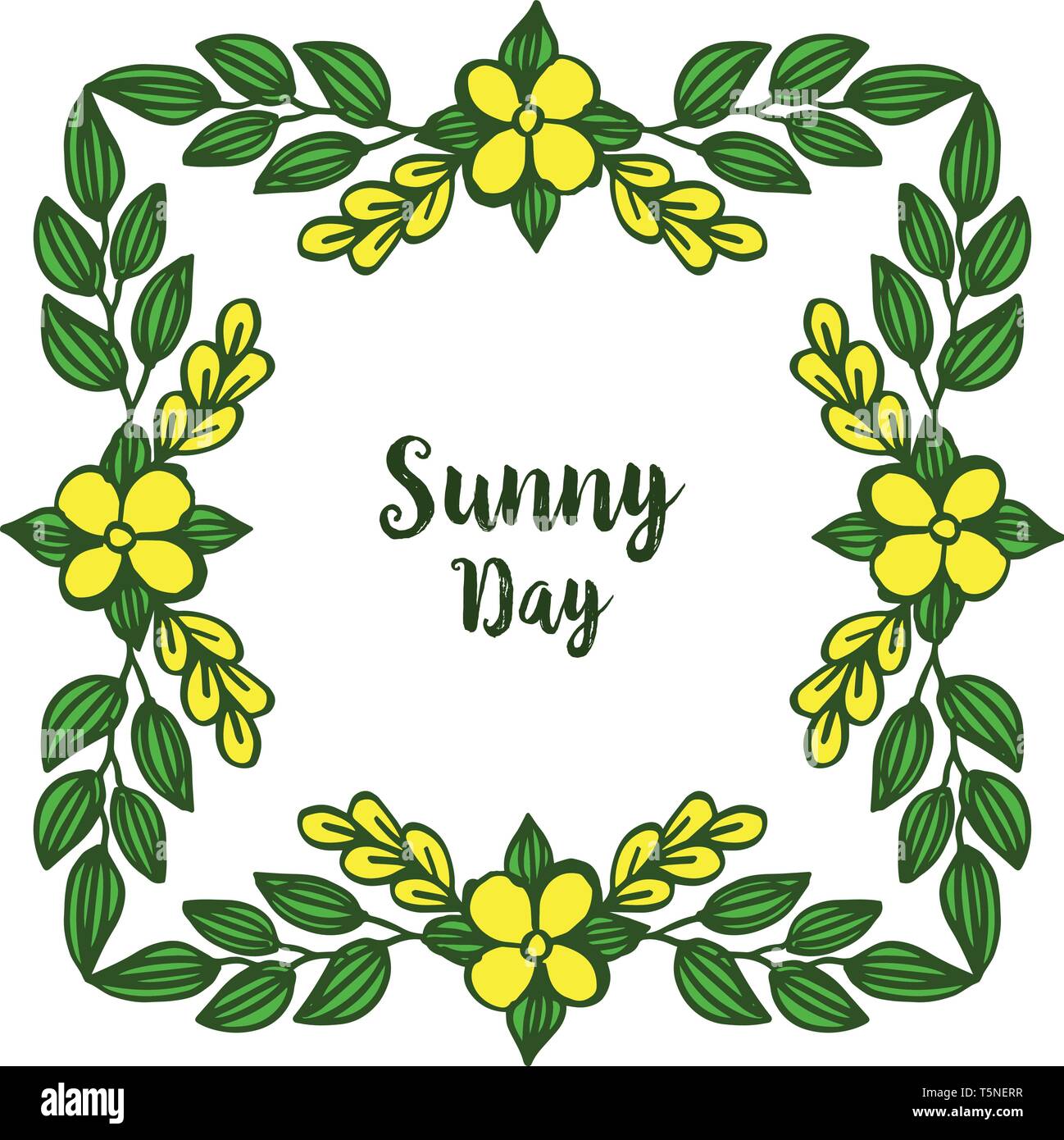 Vector illustration leaf flower frame for ornate sunny day hand drawn ...