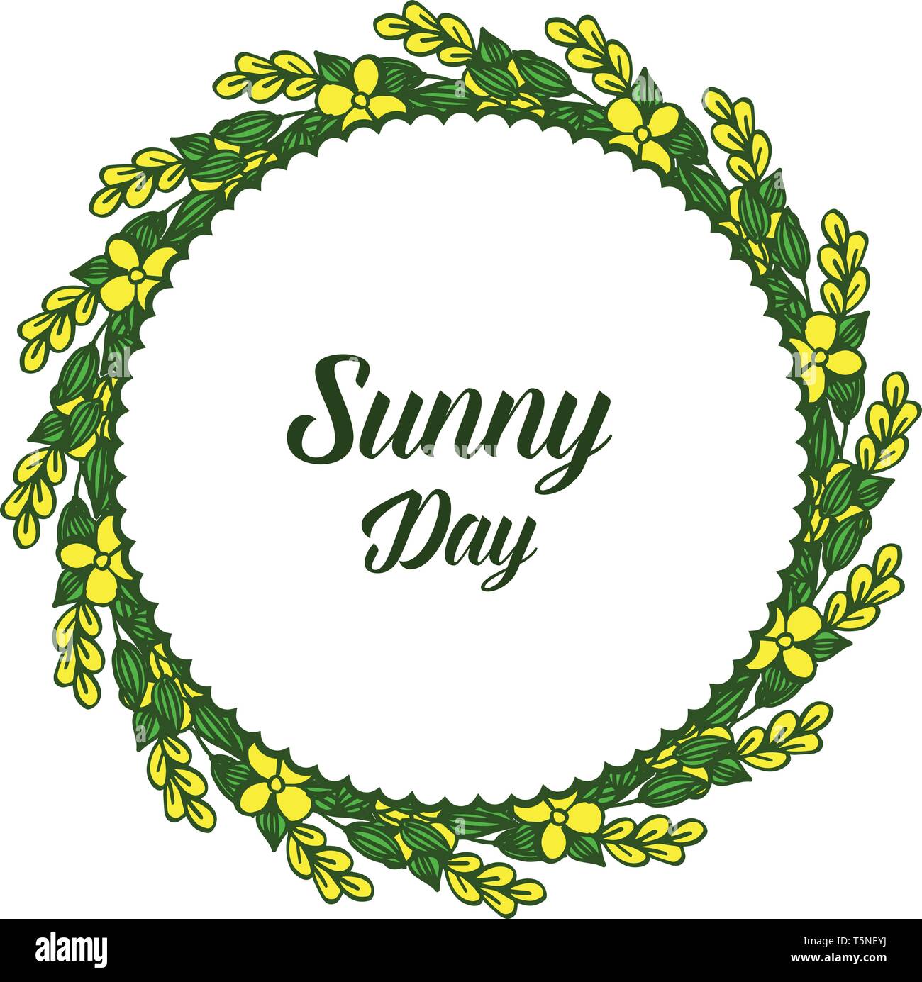 Vector illustration writing sunny day with ornate floral frame hand ...