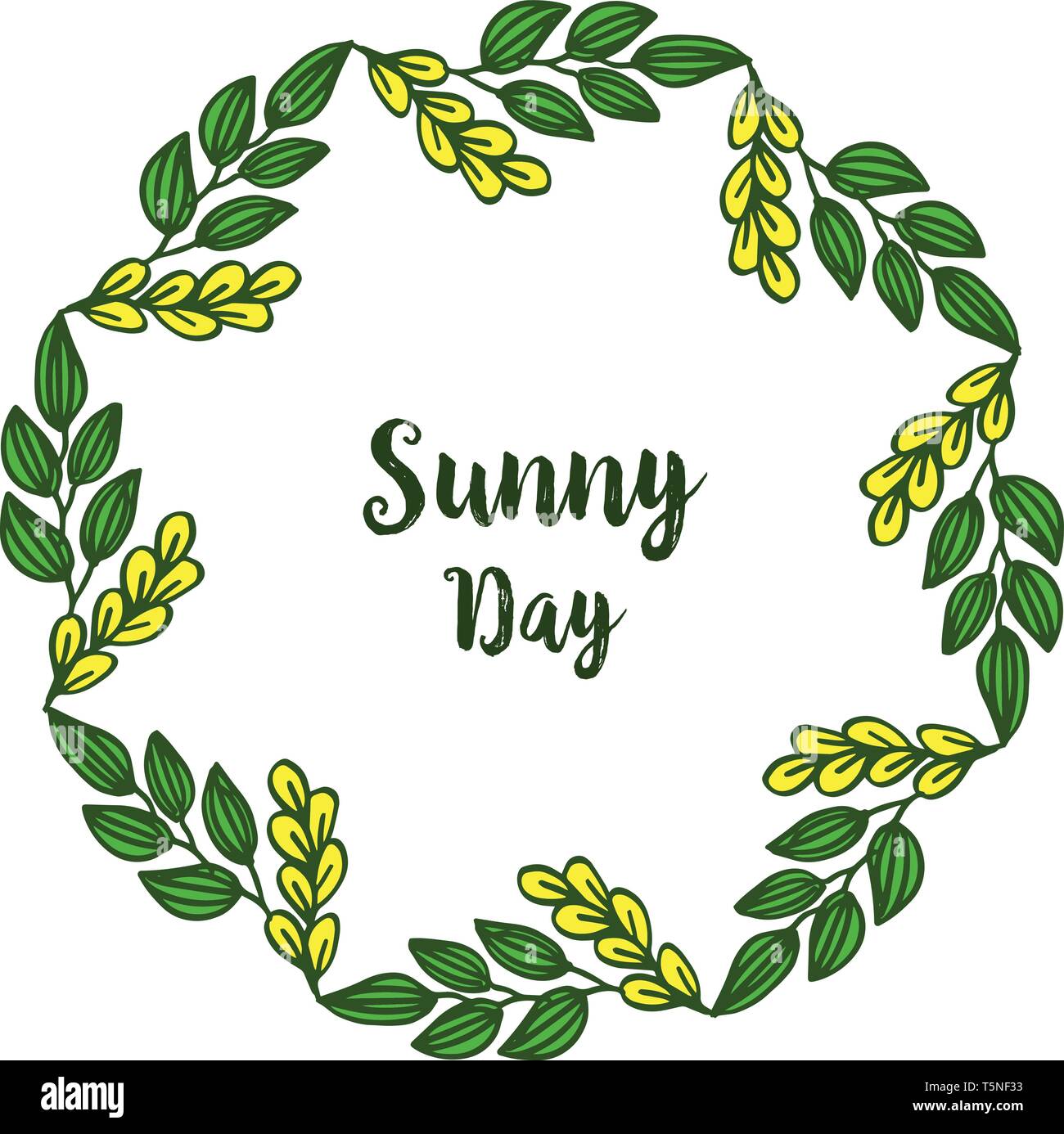 Vector illustration writing sunny day with ornate floral frame hand ...
