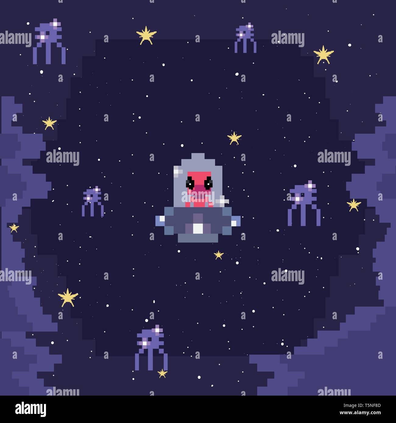 screen invaders battle video game retro vector illustration design ...