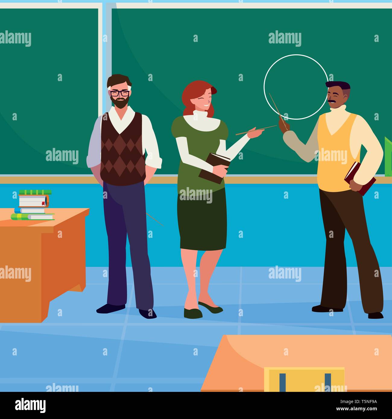 teachers group in the classroom characters vector illustration design ...