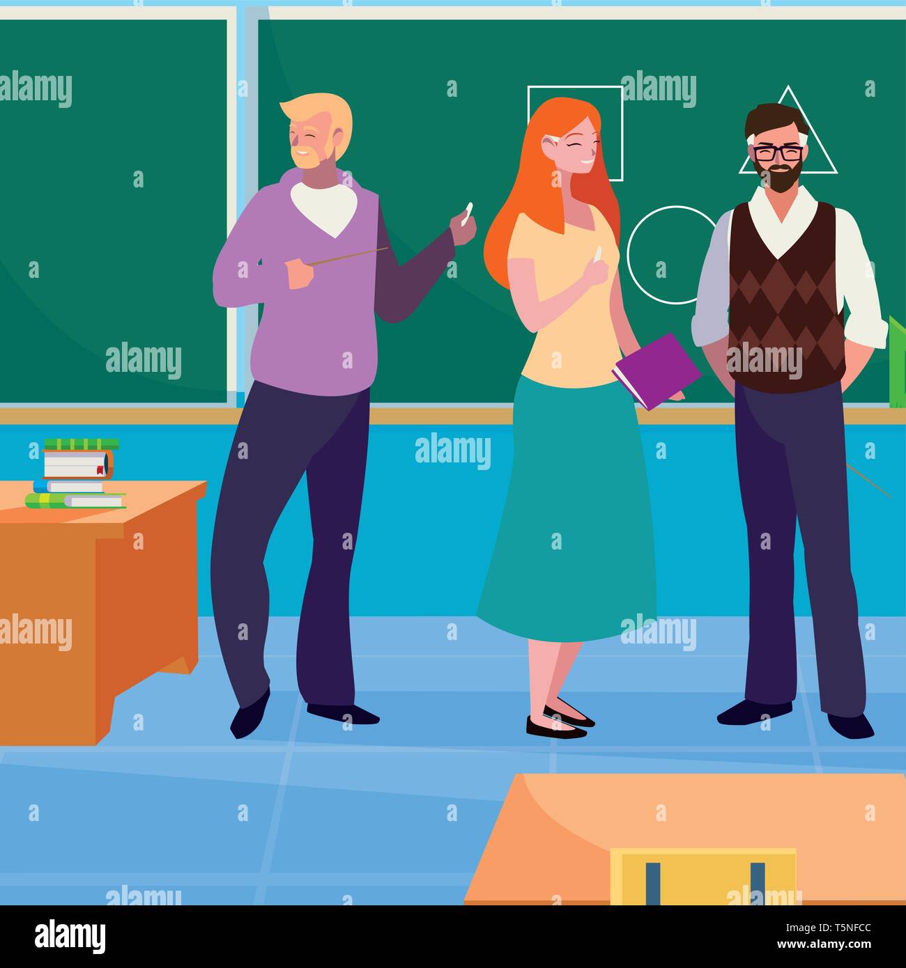 teachers group in the classroom characters vector illustration design ...