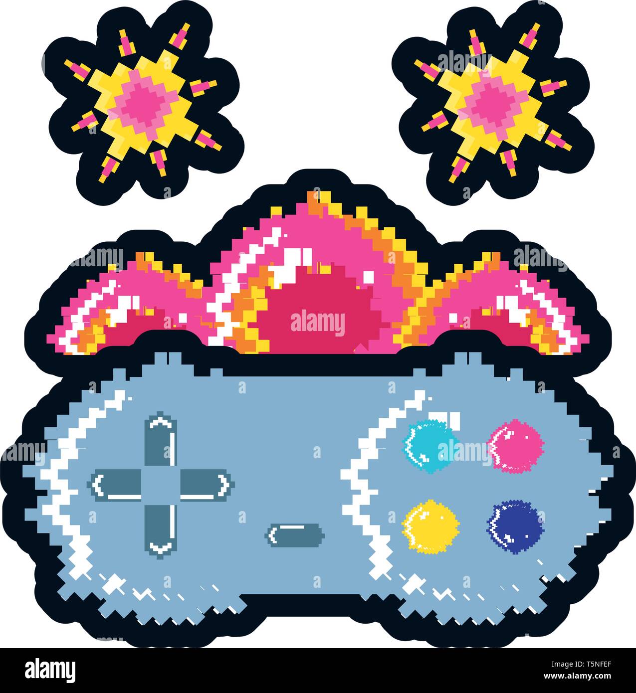 video game control with fire balls pixelated vector illustration design ...