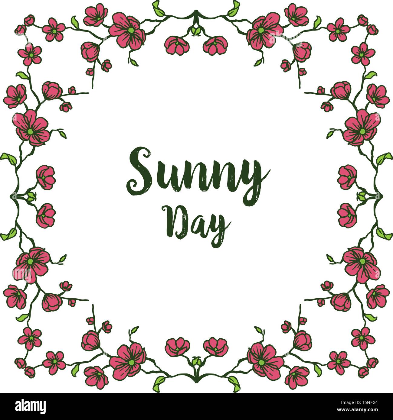 Vector illustration various flower frame for greeting card sunny day ...
