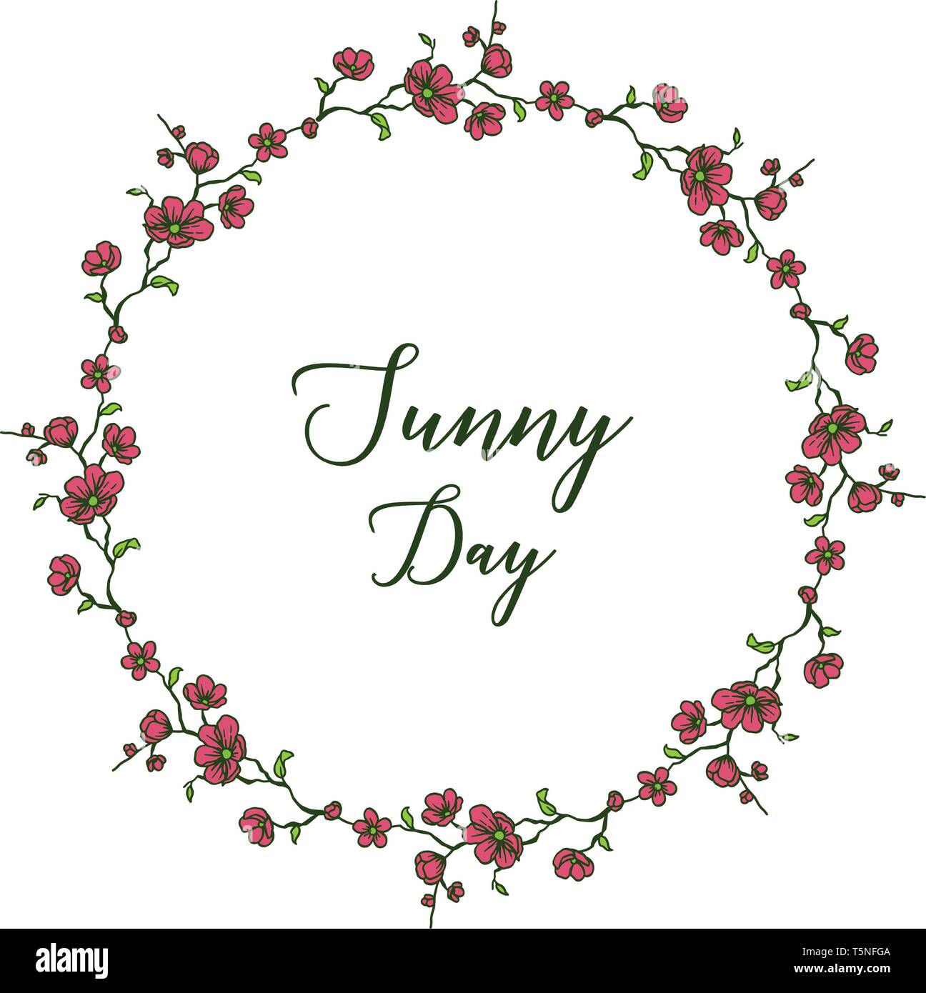 Vector illustration decoration sunny day with ornate flower frame hand ...