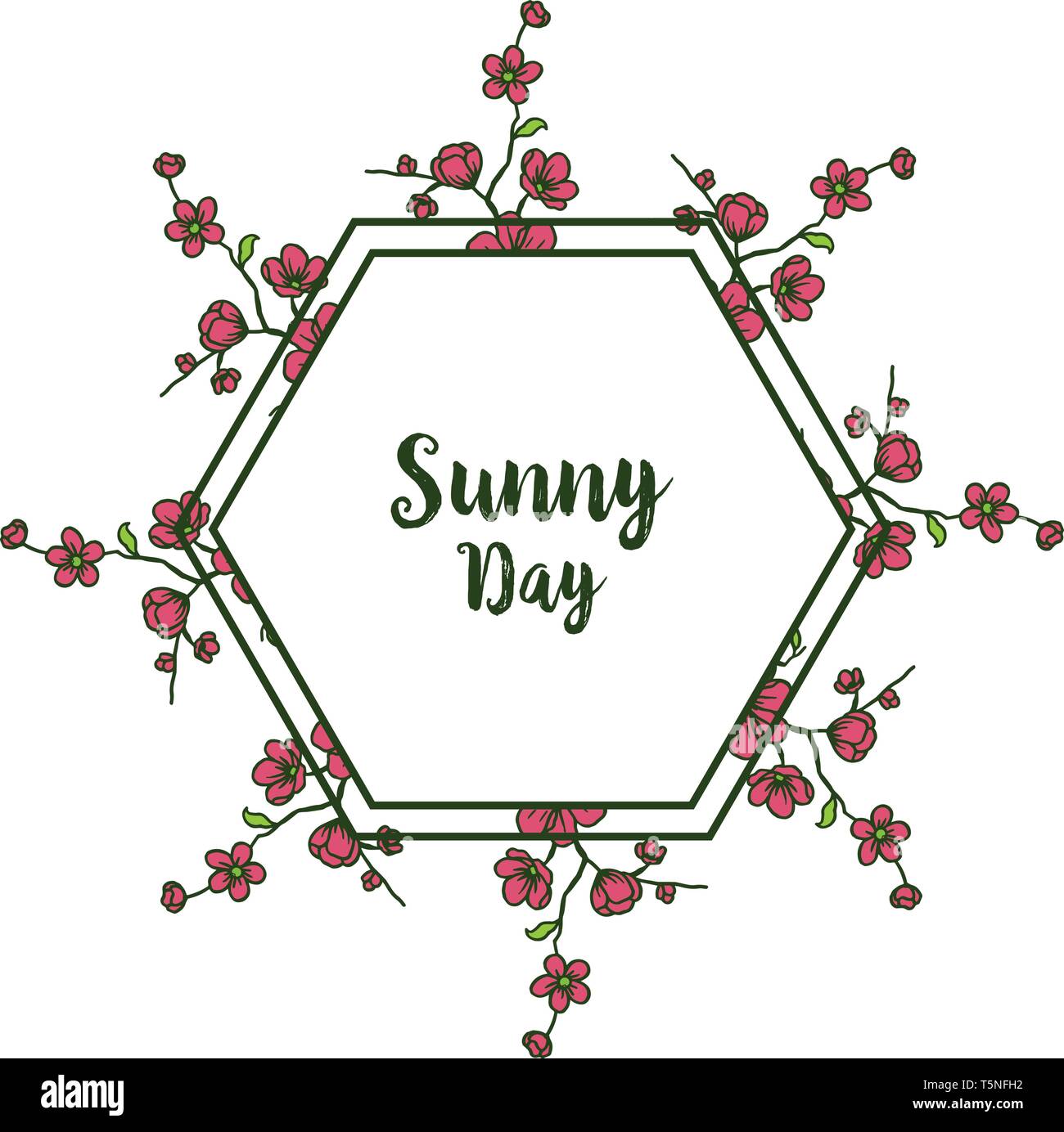 Vector illustration decoration sunny day with ornate flower frame hand ...