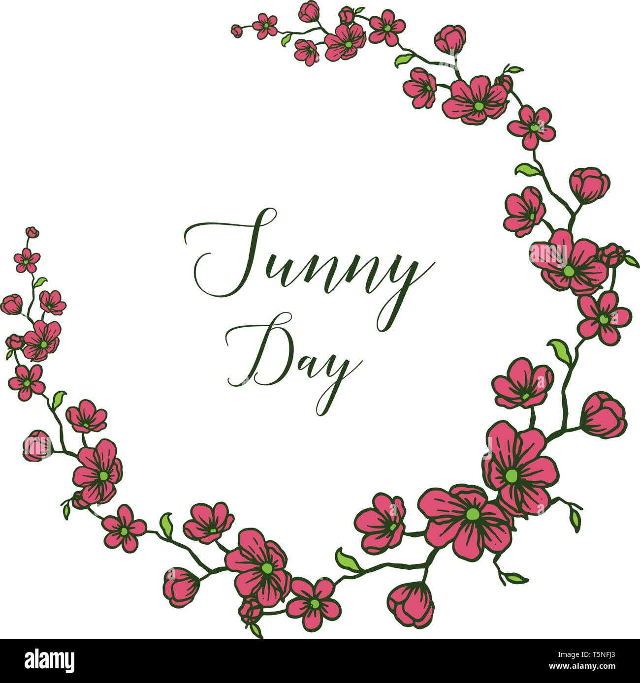 Vector illustration red flower frame for design of sunny day of hand ...