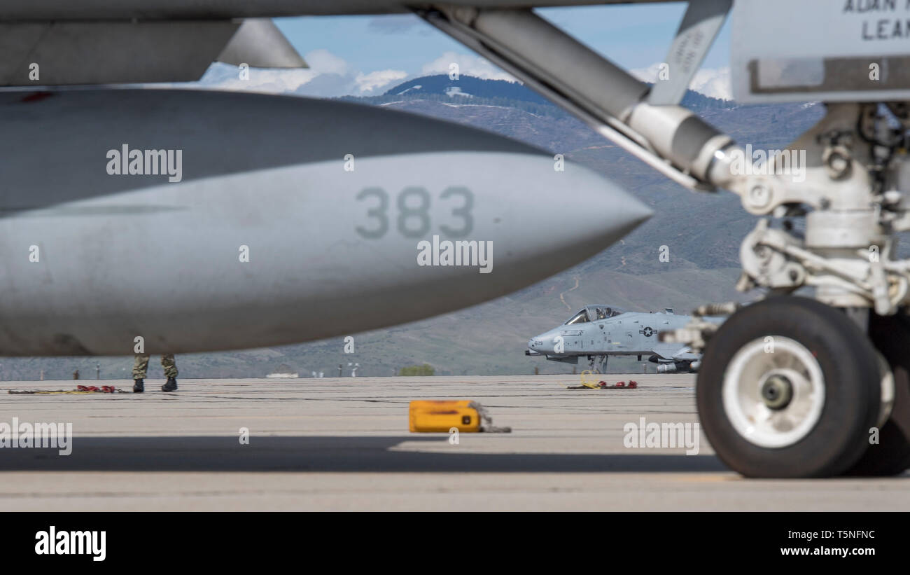 An A-10 Thunderbolt II assigned to the 190th Fighter Squadron takes off ...