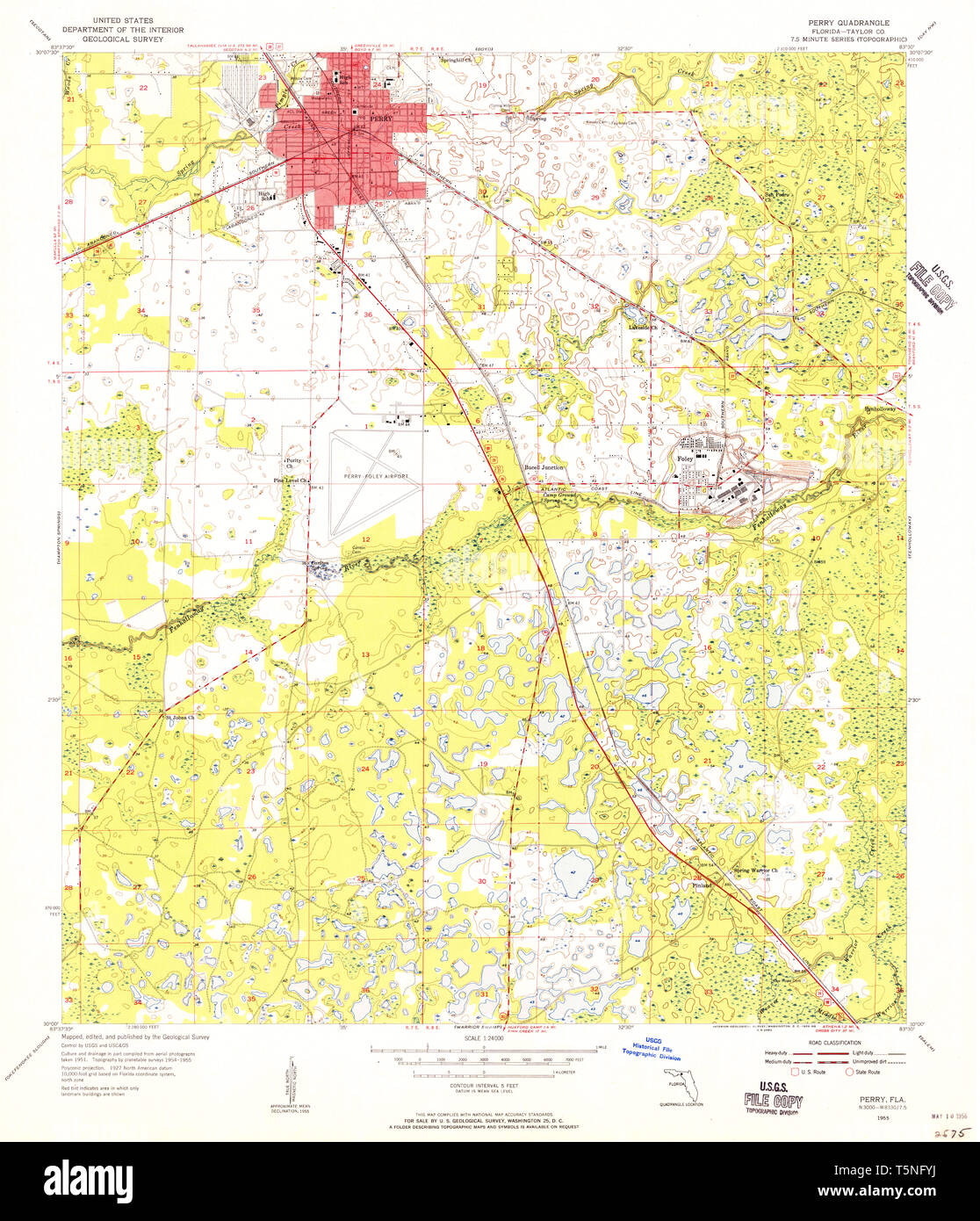 USGS TOPO Map Florida FL Perry 348083 1955 24000 Restoration Stock ...