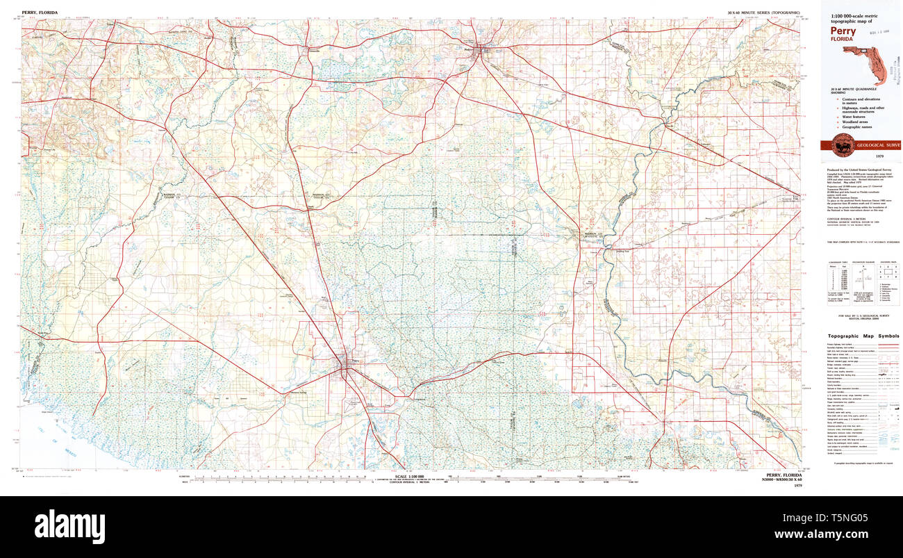 USGS TOPO Map Florida FL Perry 348085 1979 100000 Restoration Stock ...