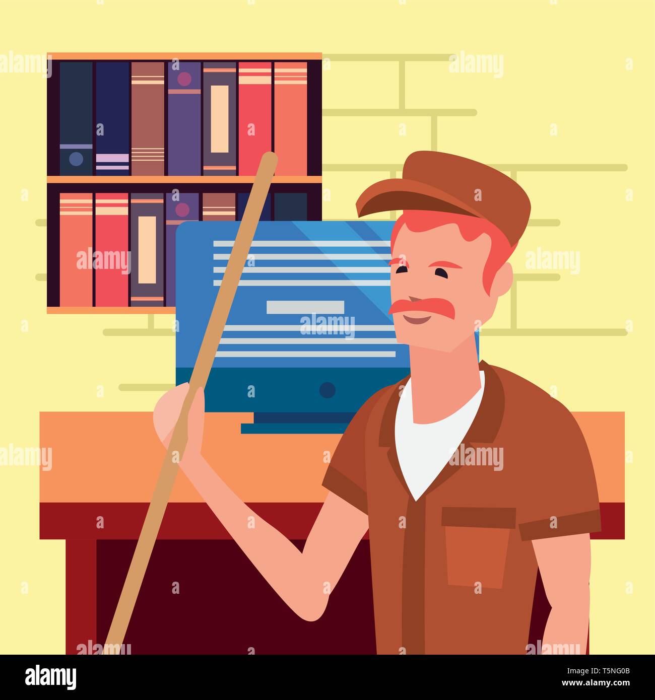 street sweeper man office labour day vector illustration Stock Vector ...