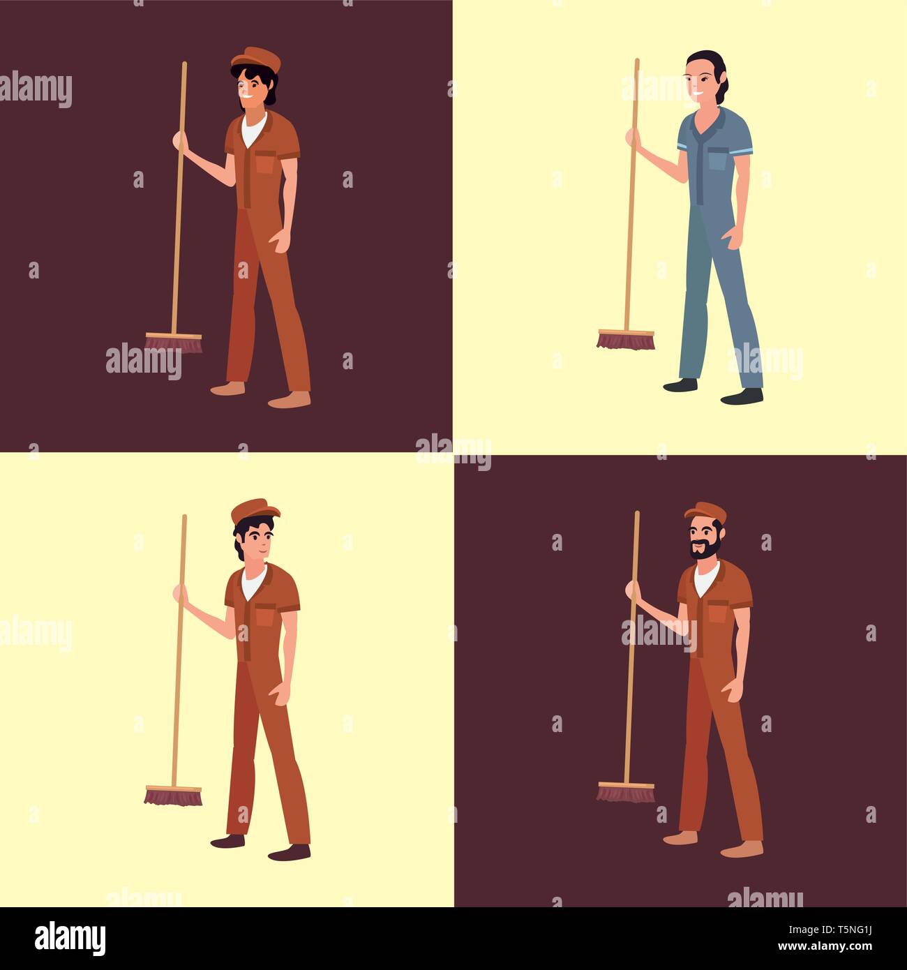 Man sweeping street Stock Vector Images - Alamy