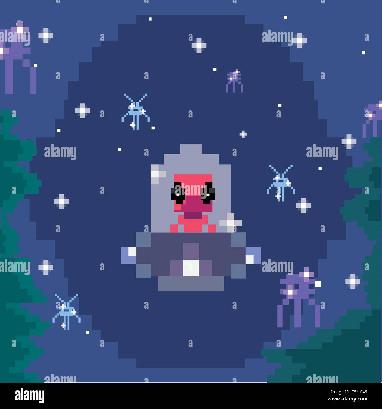screen invaders battle video game retro vector illustration design ...
