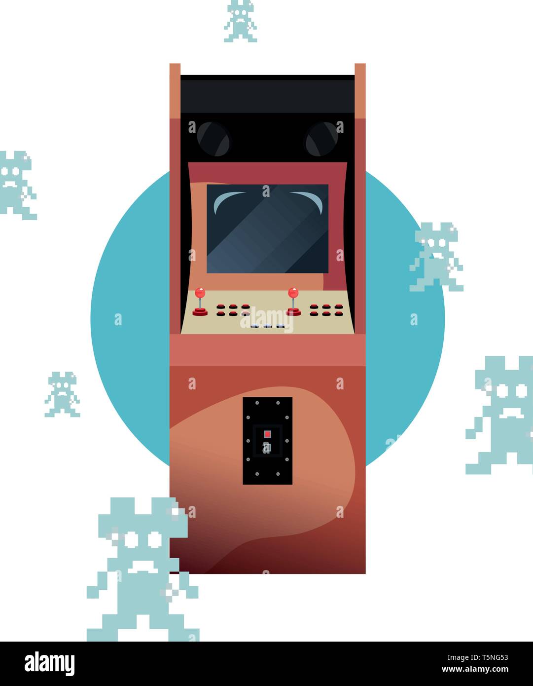 arcade machine aliens video game retro background vector illustration ...