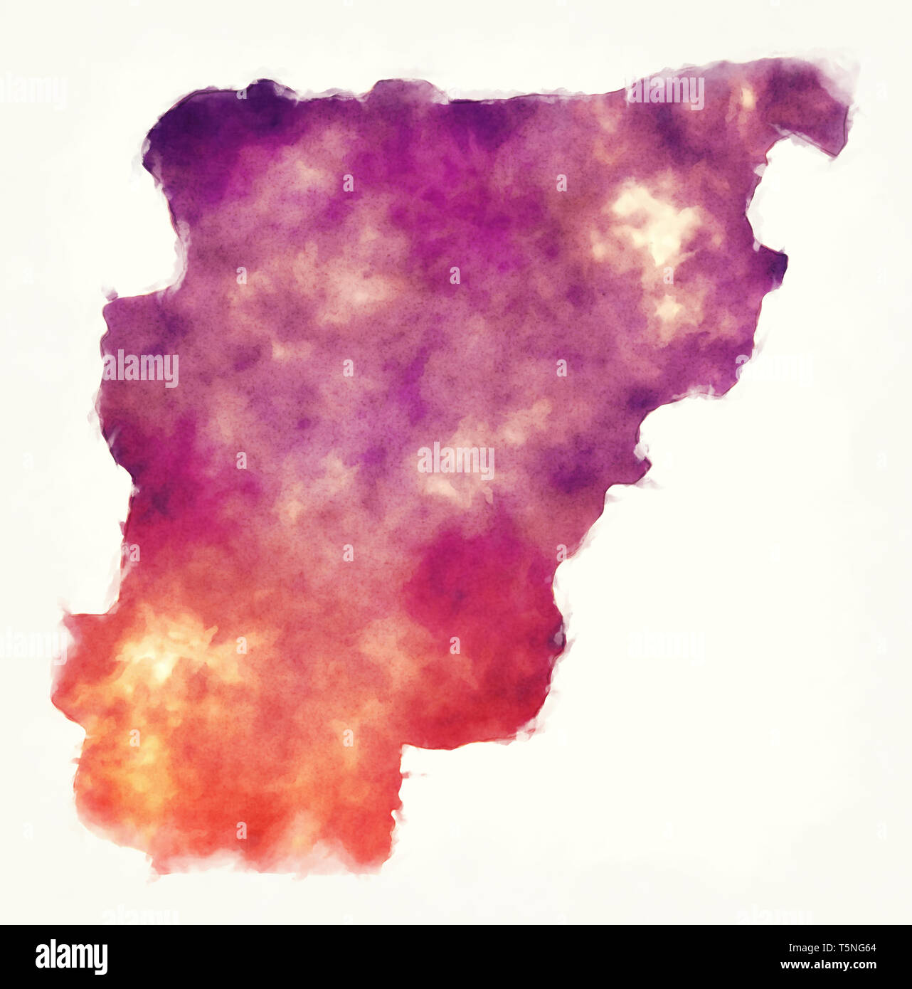 Borgou department watercolor map of Benin Stock Photo - Alamy