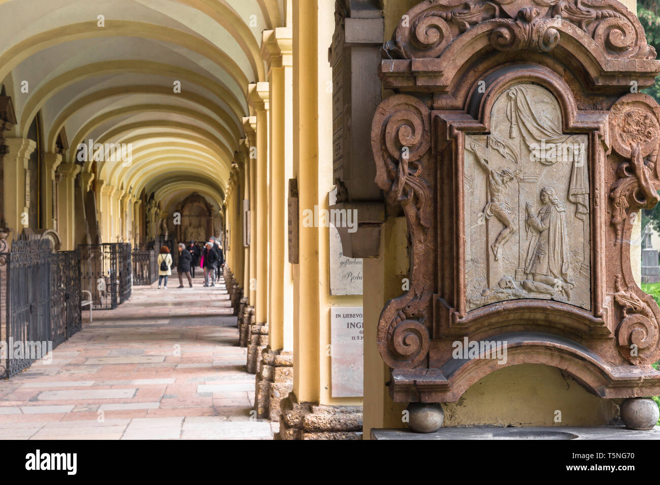 View of a Renaissance era cloister sited in the St Sebastian cemetery ...