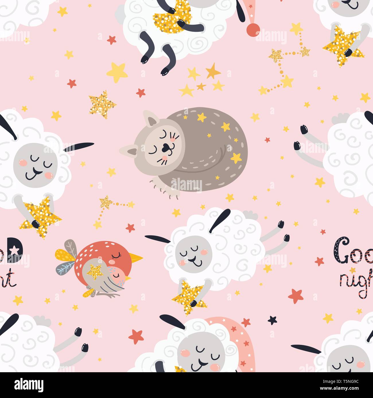 Little girls sleeping Stock Vector Images - Alamy