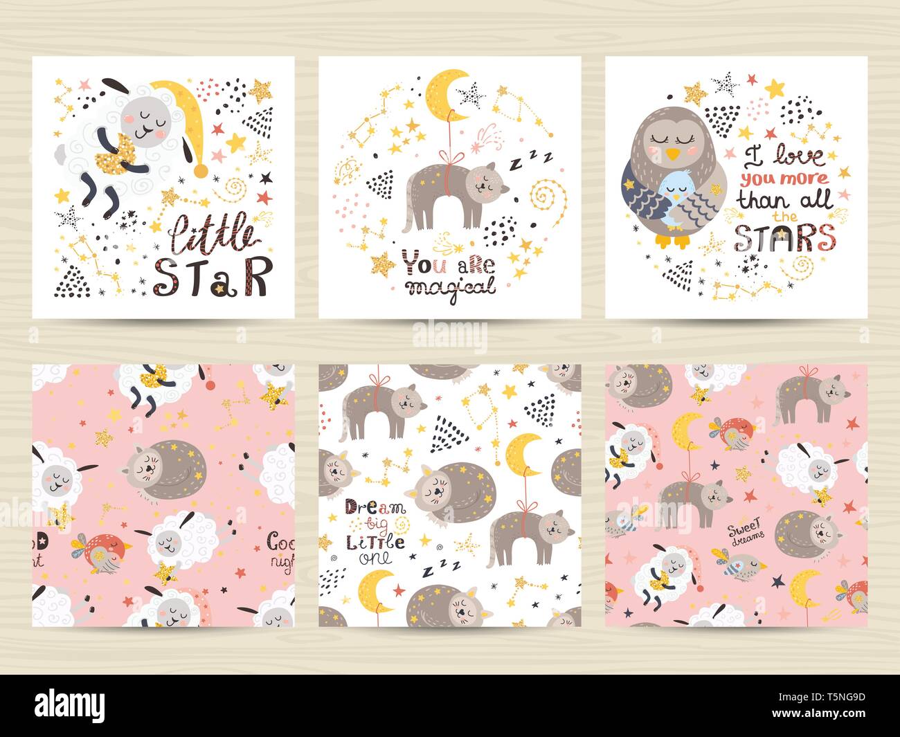 Set of cards for small girls Stock Vector Image & Art - Alamy