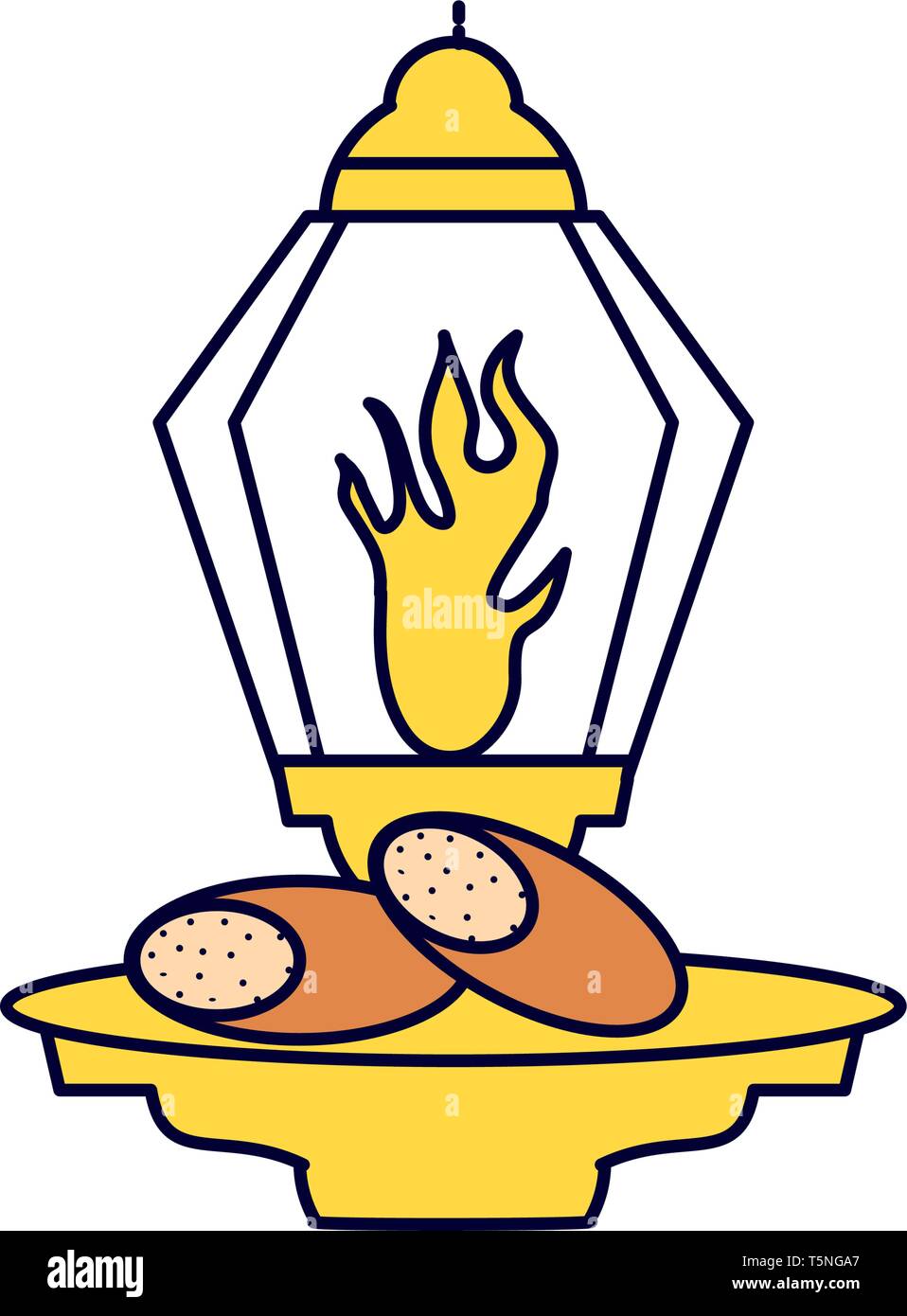 ramadan kareeem bread food and lamp vector illustration design Stock ...