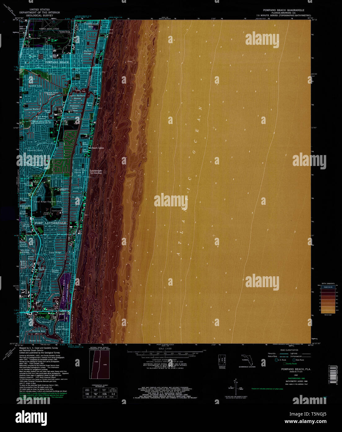 USGS TOPO Map Florida FL Pompano Beach 348154 1962 24000 Inverted ...