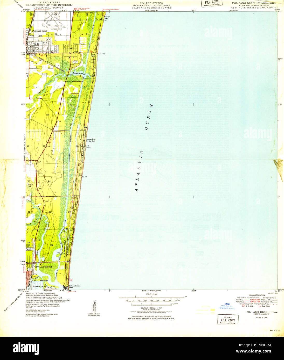 USGS TOPO Map Florida FL Pompano Beach 348156 1949 24000 Restoration ...