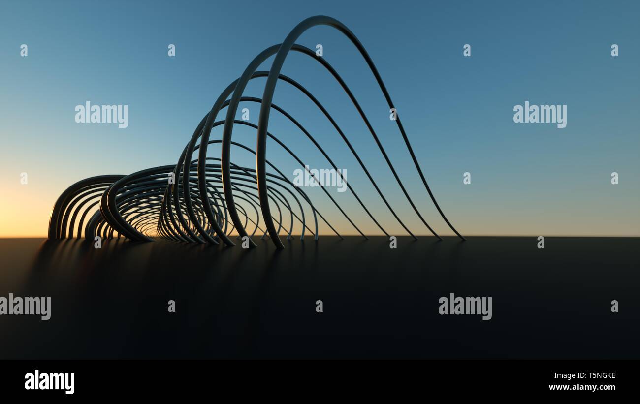 Curved Modern Bridge at Sunset 3 Dimensional Realistic Curving Modern ...