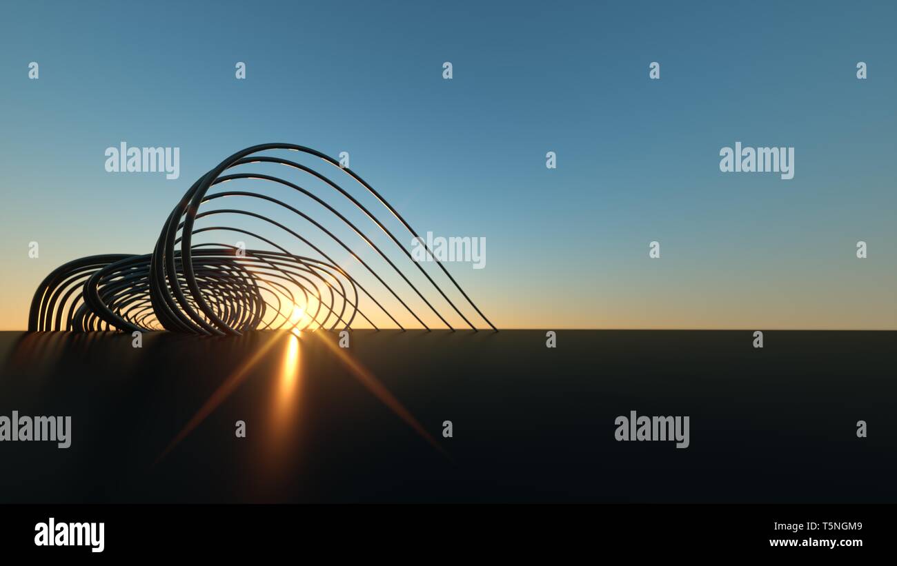 Curved Modern Bridge at Sunset 3 Dimensional Realistic Curving Modern ...
