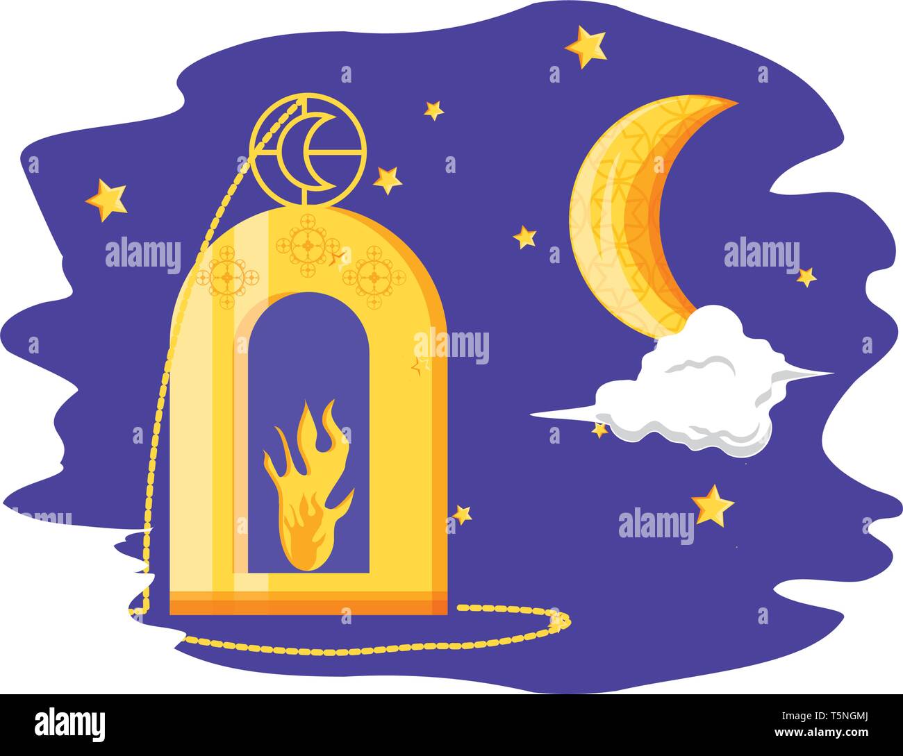 Ramadan Kareem lamp with moon vector illustration design Stock Vector ...