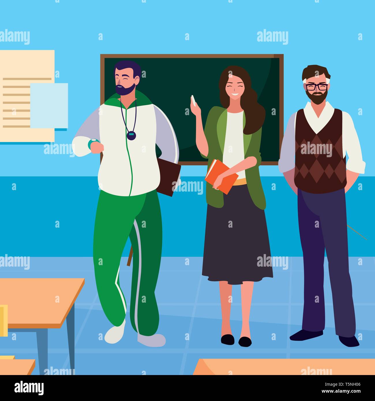 teachers classic and sports in the classroom vector illustration design ...
