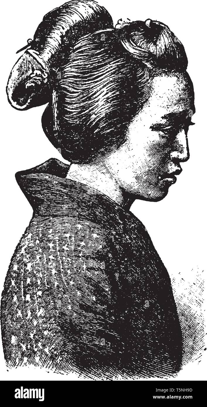 Japanese Girl who is a citizen of the country of Japan, vintage line ...