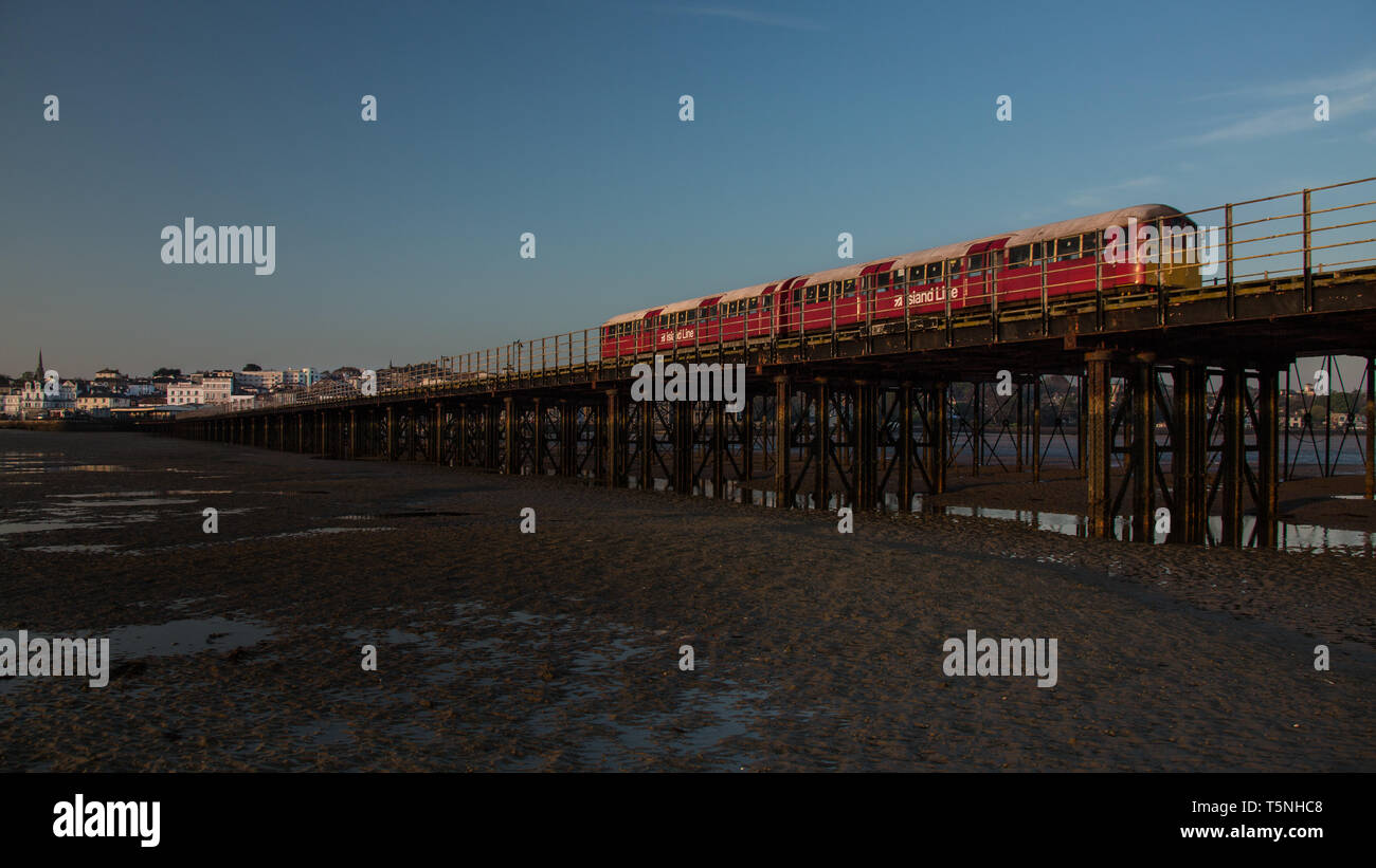 Island Line railway on Ryde pier, Isle of Wight Stock Photo - Alamy