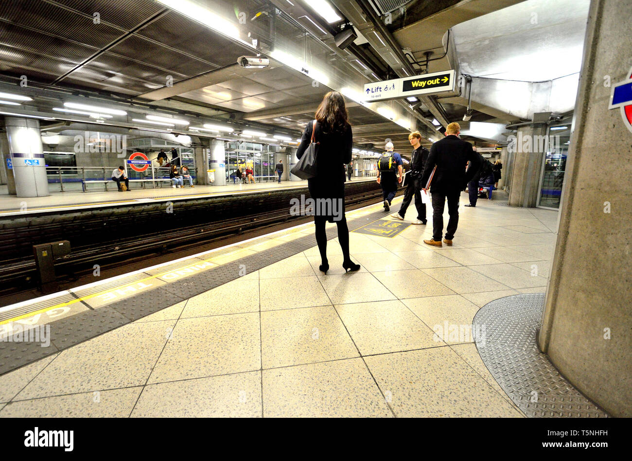 London, England, UK. Platform at Westminster Underground station Stock ...