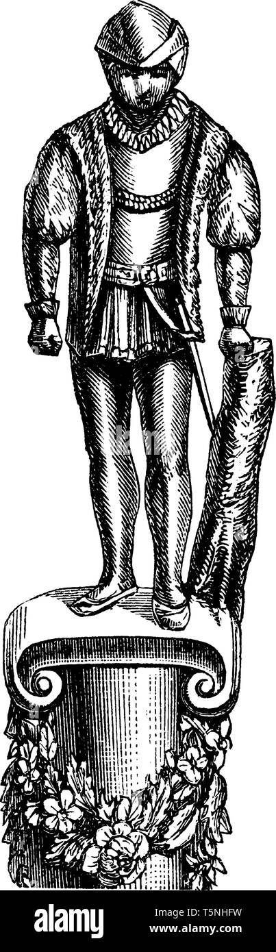 Whip Handle is in the shape of a man dressed in a costume, vintage line ...
