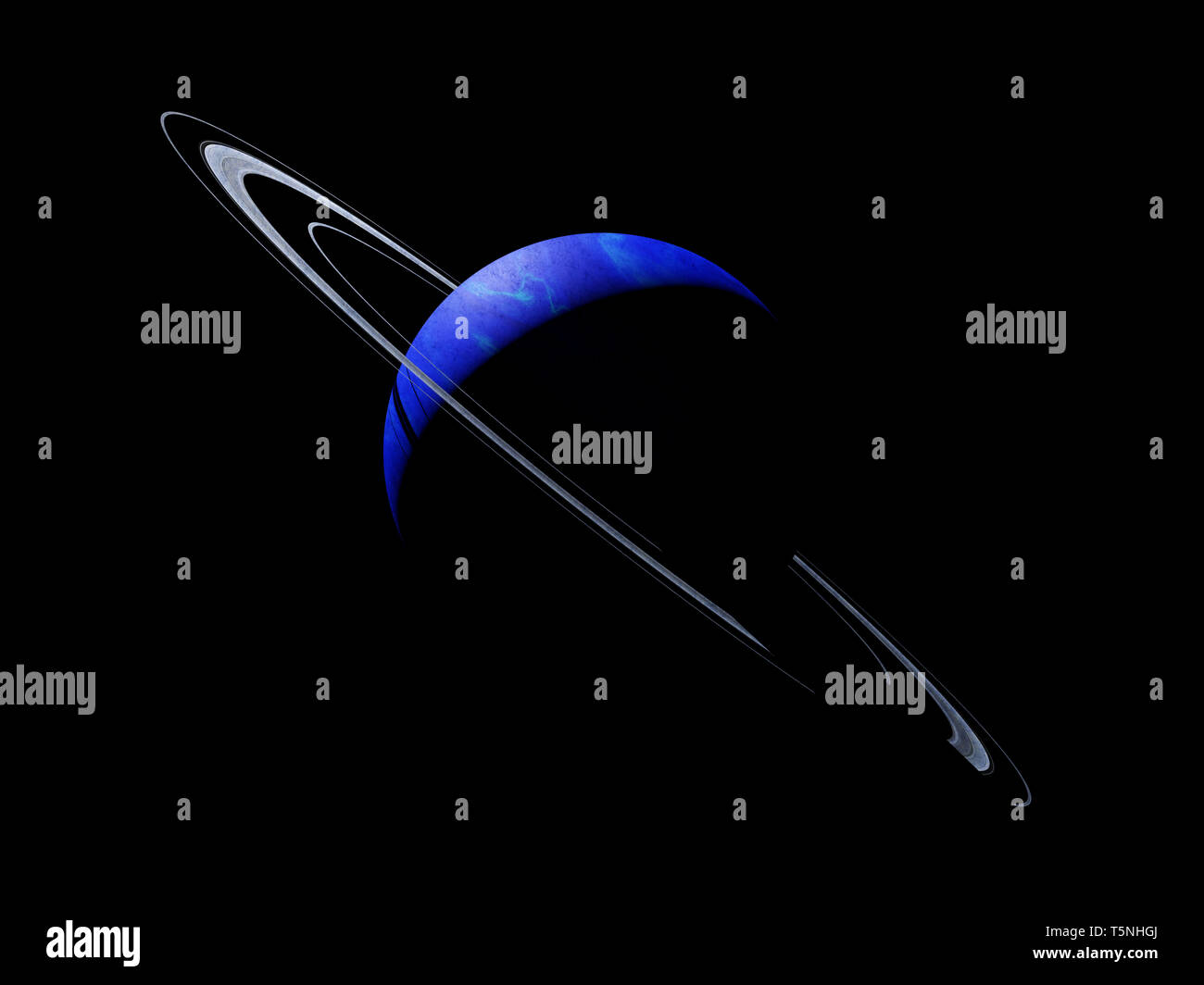 planet Neptune with its rings isolated on black background, part of the ...