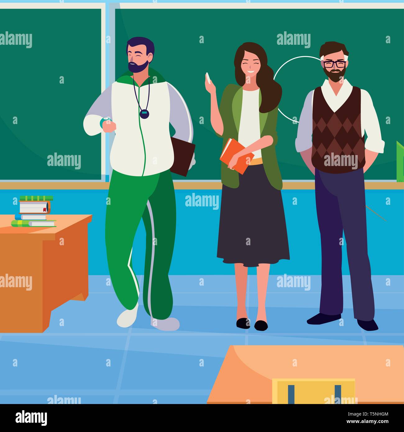 teachers classic and sports in the classroom vector illustration design ...