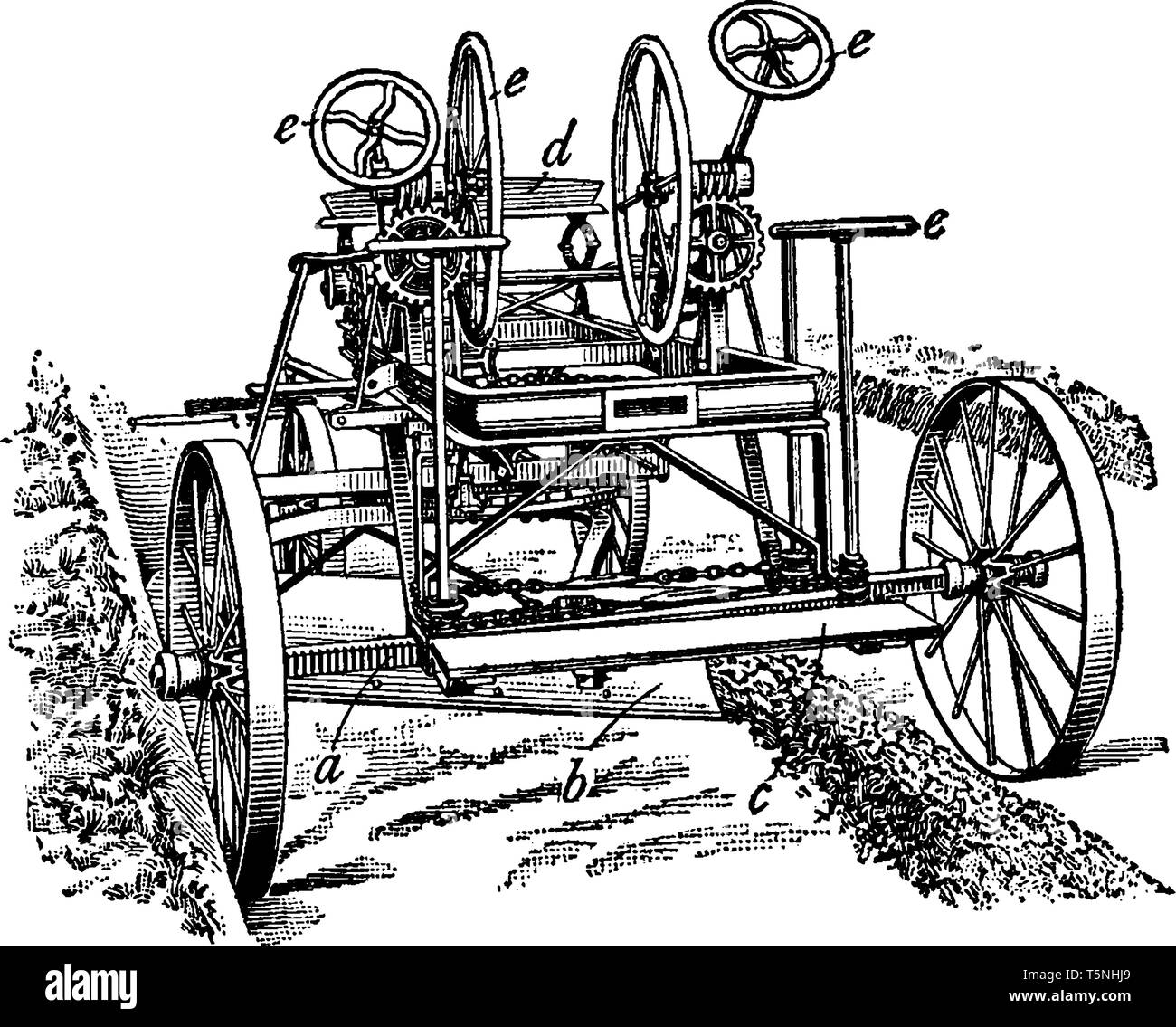 Road Machine is a telescopic axle for rear wheels, vintage line drawing ...